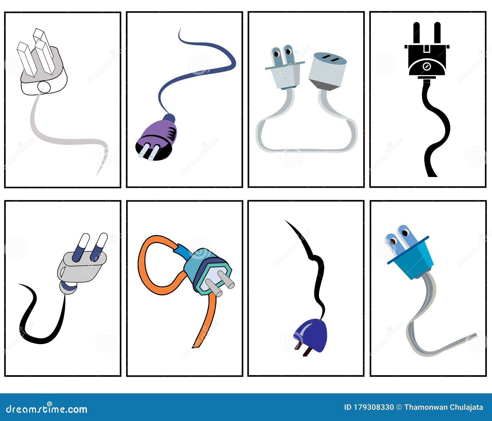 Set of Power plug stock vector. Illustration of icon - 179308330