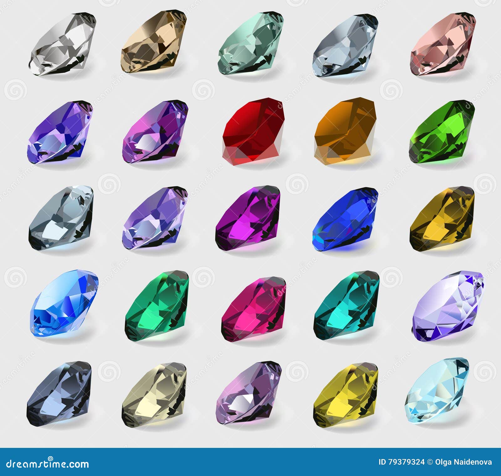 Set of Precious Stones of Different Colors Stock Vector - Illustration ...