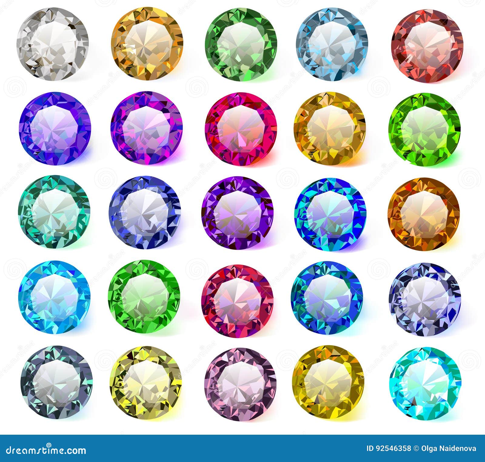 Set of Precious Stones of Different Colors Stock Vector - Illustration ...