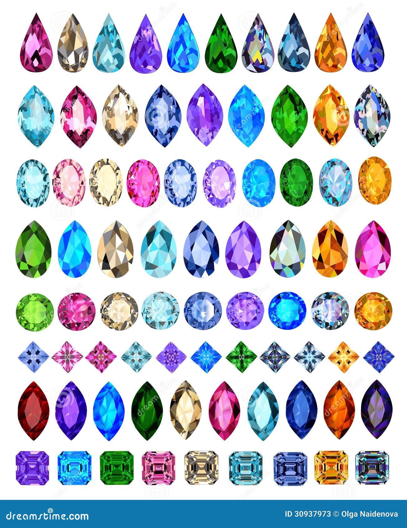Set of Precious Stones of Different Cuts and Color Stock Vector ...