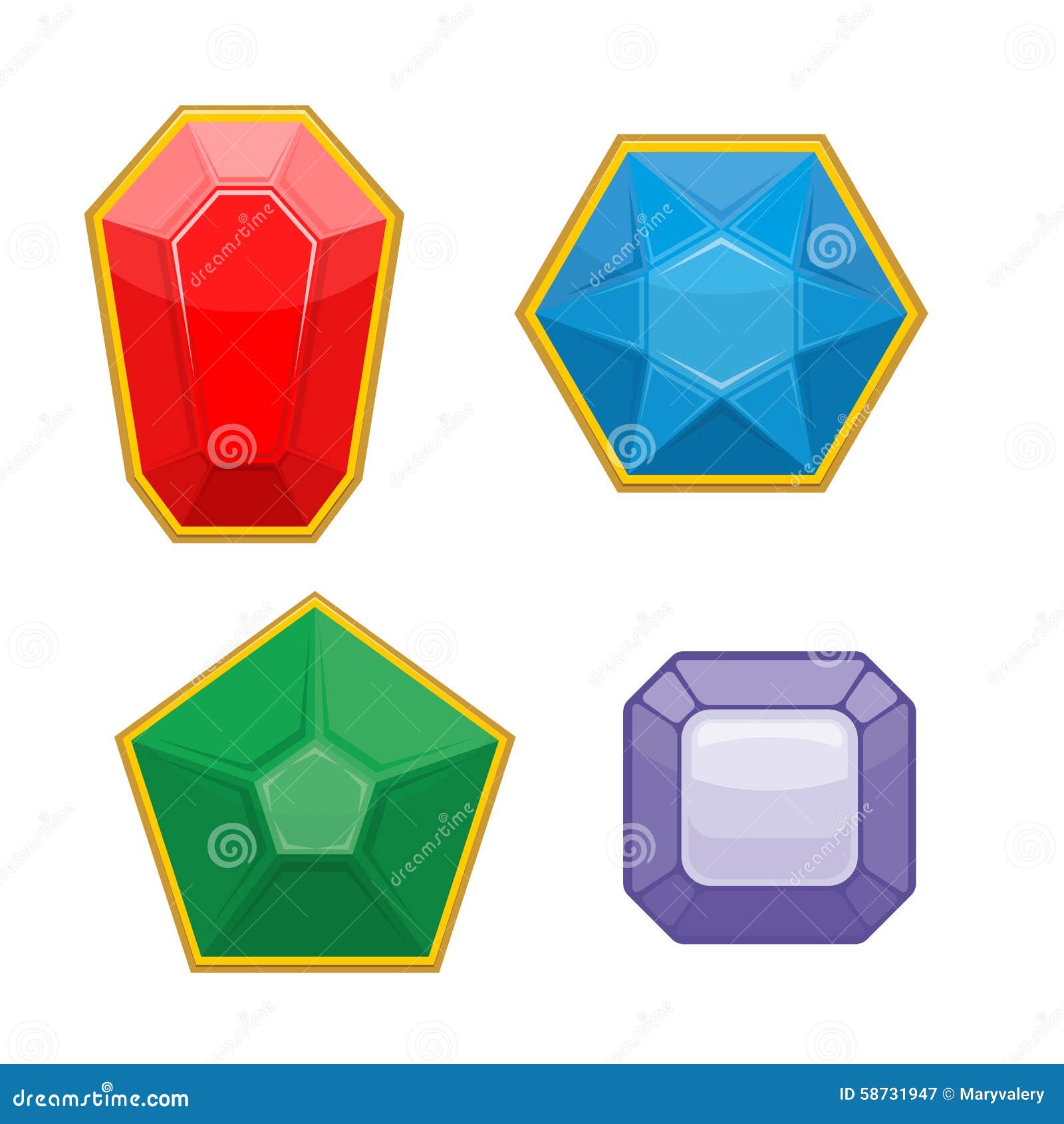 Set Ruby Sapphire Emerald Diamond. Vector Stock Illustration ...