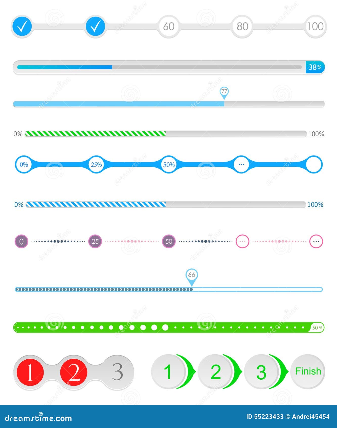 Set of Preloaders and Loading Bars Stock Illustration - Illustration of ...