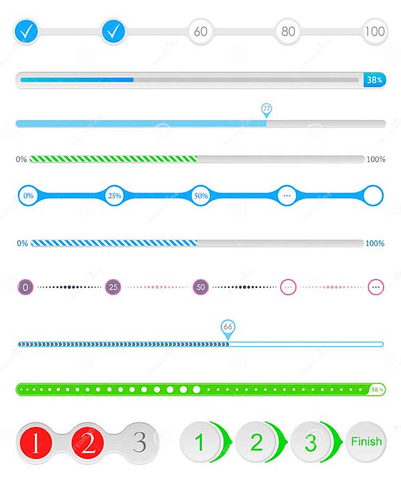 Set of Preloaders and Loading Bars Stock Illustration - Illustration of ...