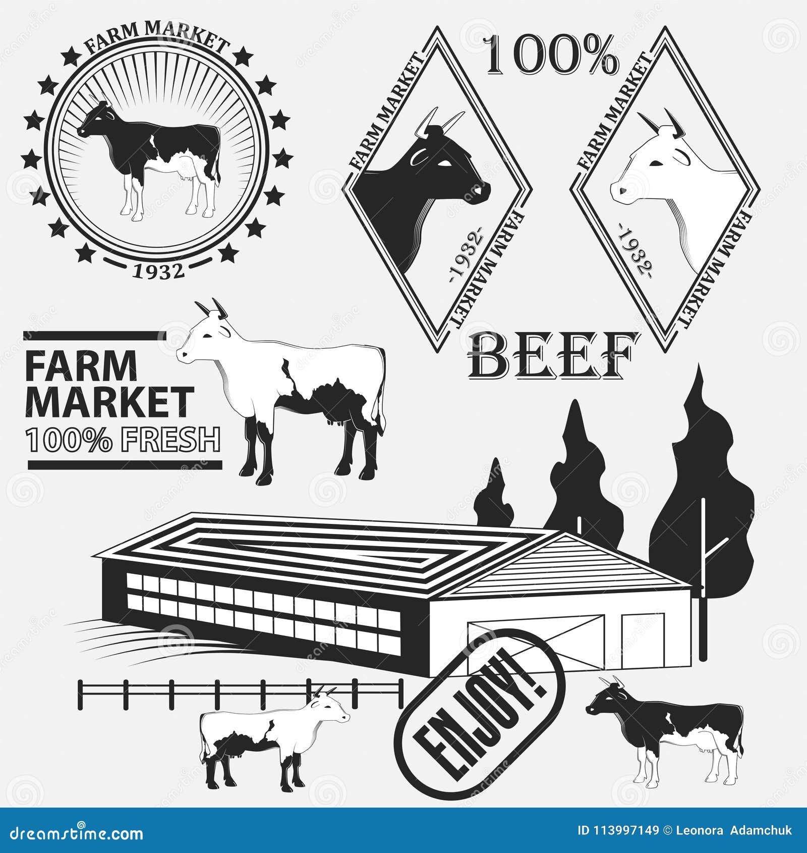 Set of Premium Beef Labels, Badges and Design Elements. Stock ...