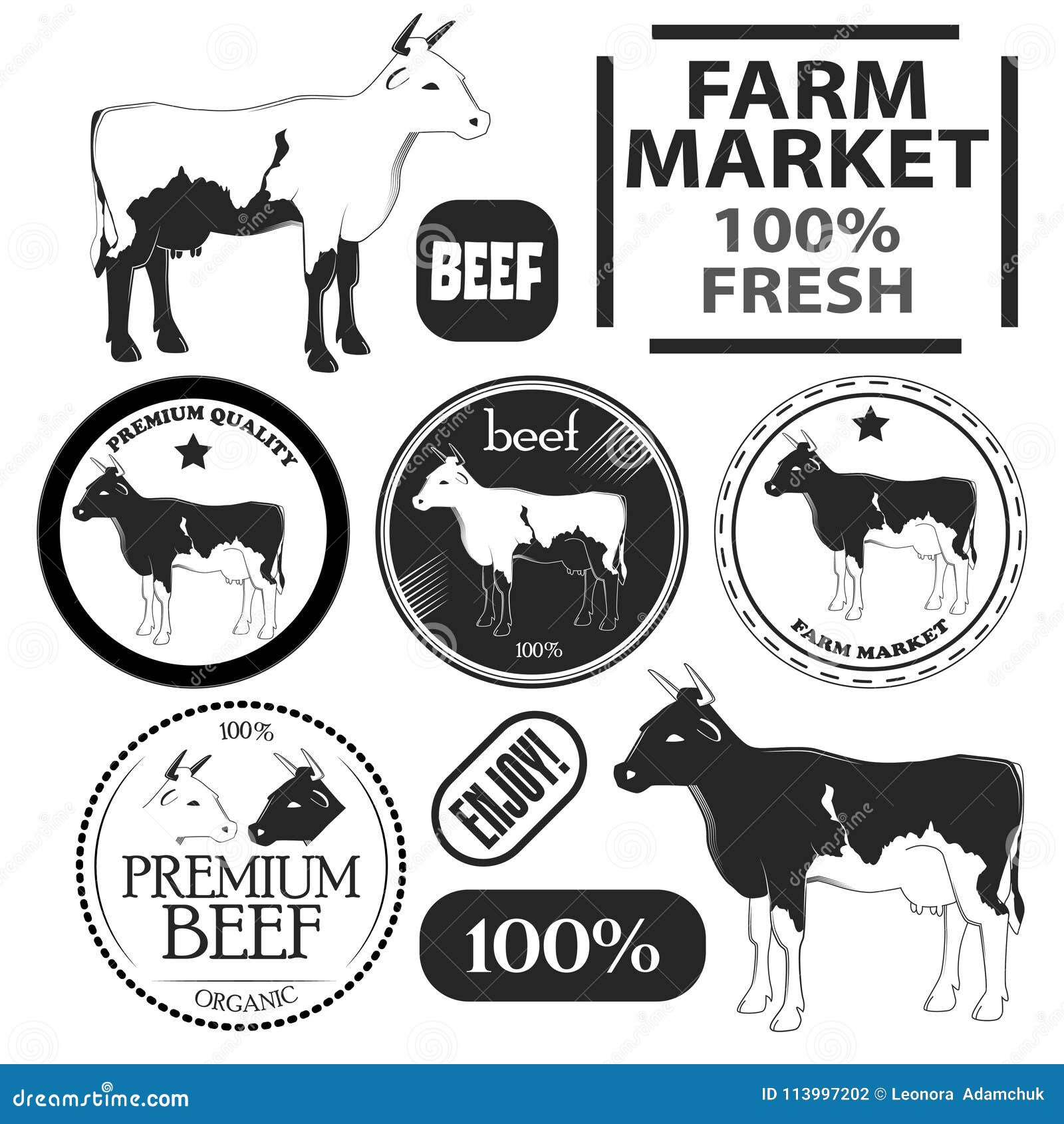Set of Premium Beef Labels, Badges and Design Elements. Stock ...