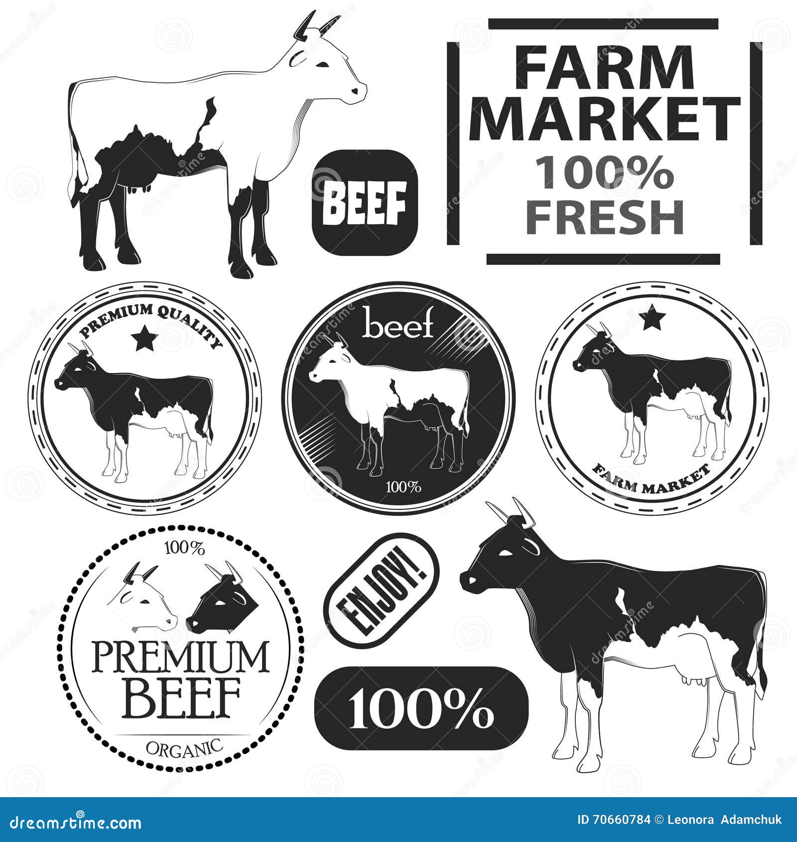 Set of premium beef labels stock vector. Illustration of product - 70660784