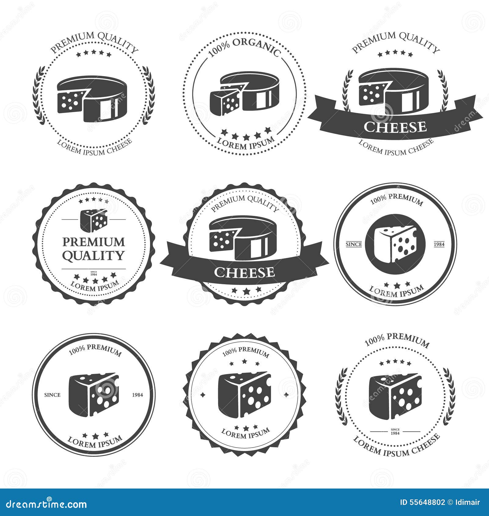 Set of Premium Cheese Labels Badges. Vector Stock Vector - Illustration ...