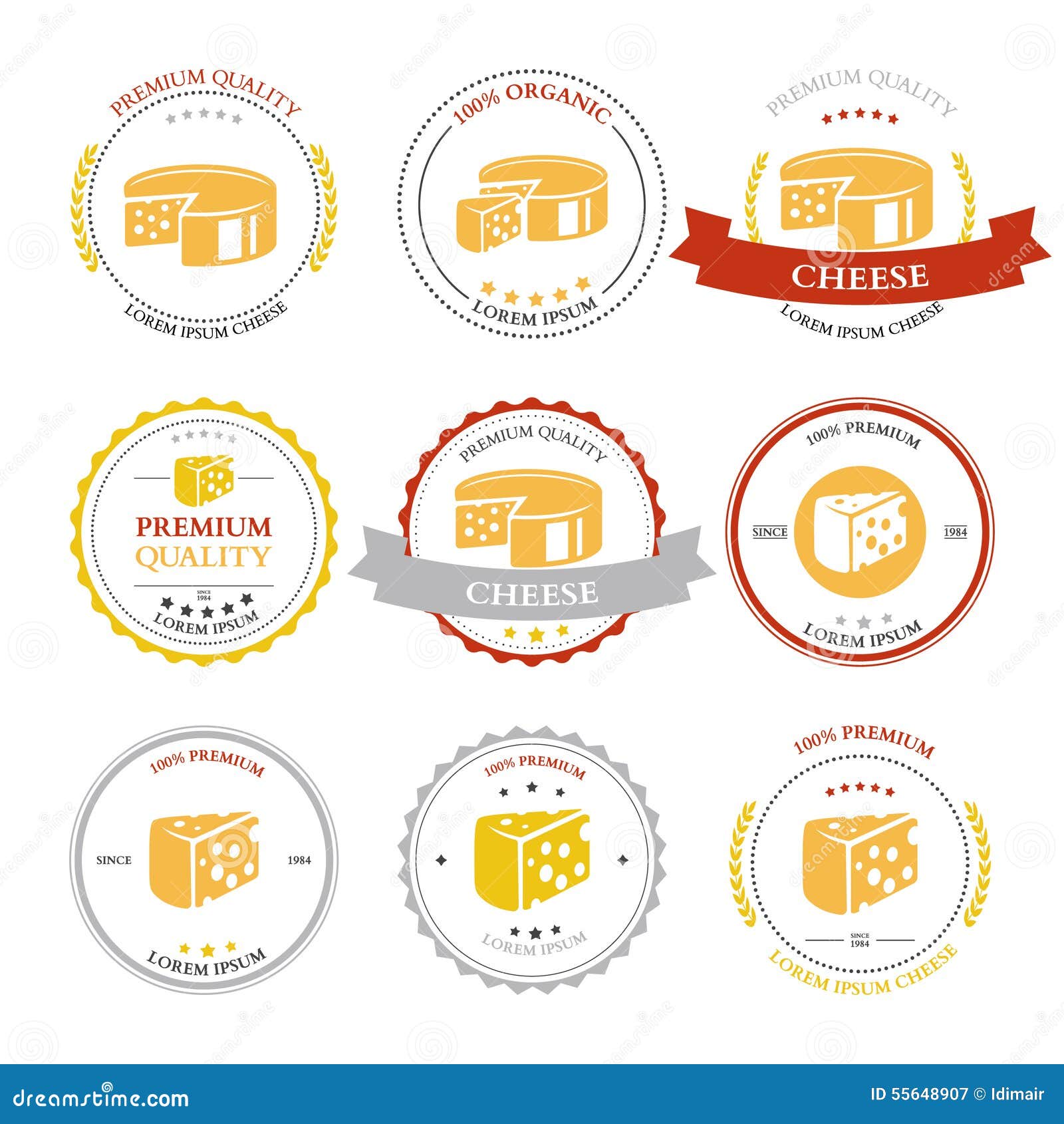 Set of Premium Cheese Labels Badges. Vector Stock Vector - Illustration ...