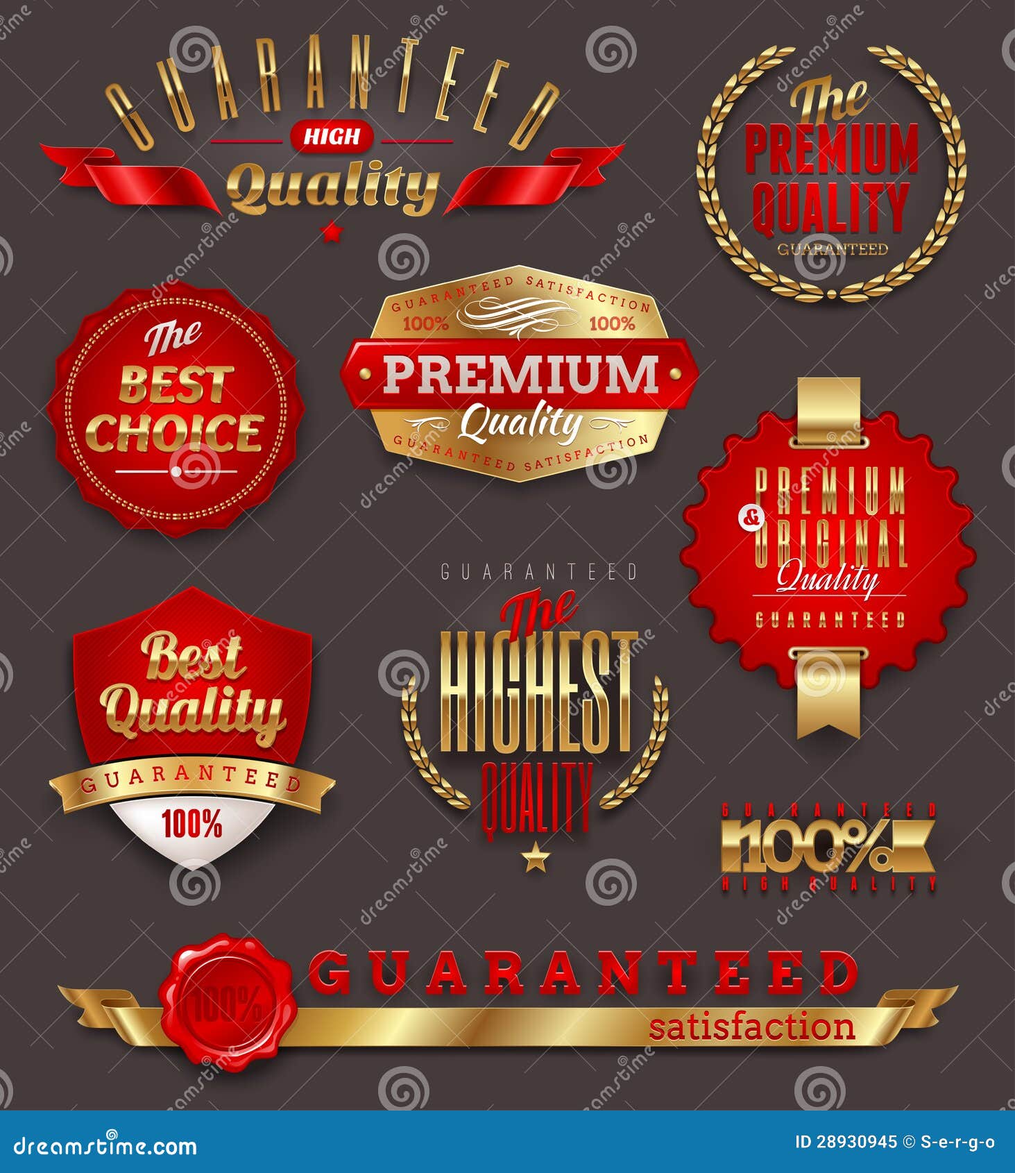 Set of Premium Quality Golden Labels Stock Vector - Illustration of ...
