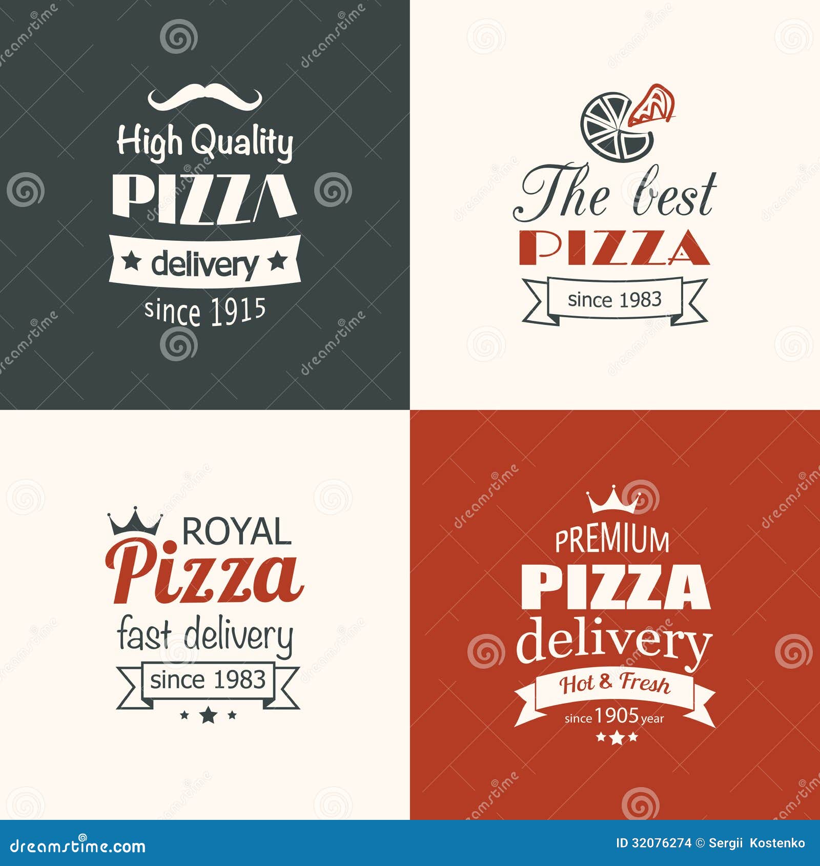 Set of Premium Quality Pizza Labels Stock Vector - Illustration of ...