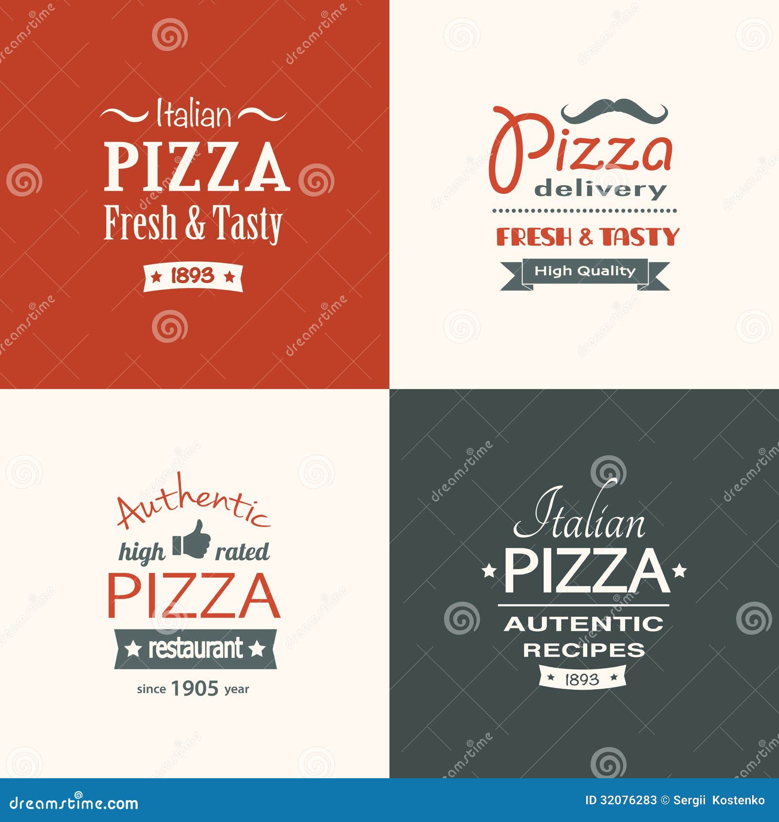 Set of Premium Quality Pizza Labels Stock Vector - Illustration of ...