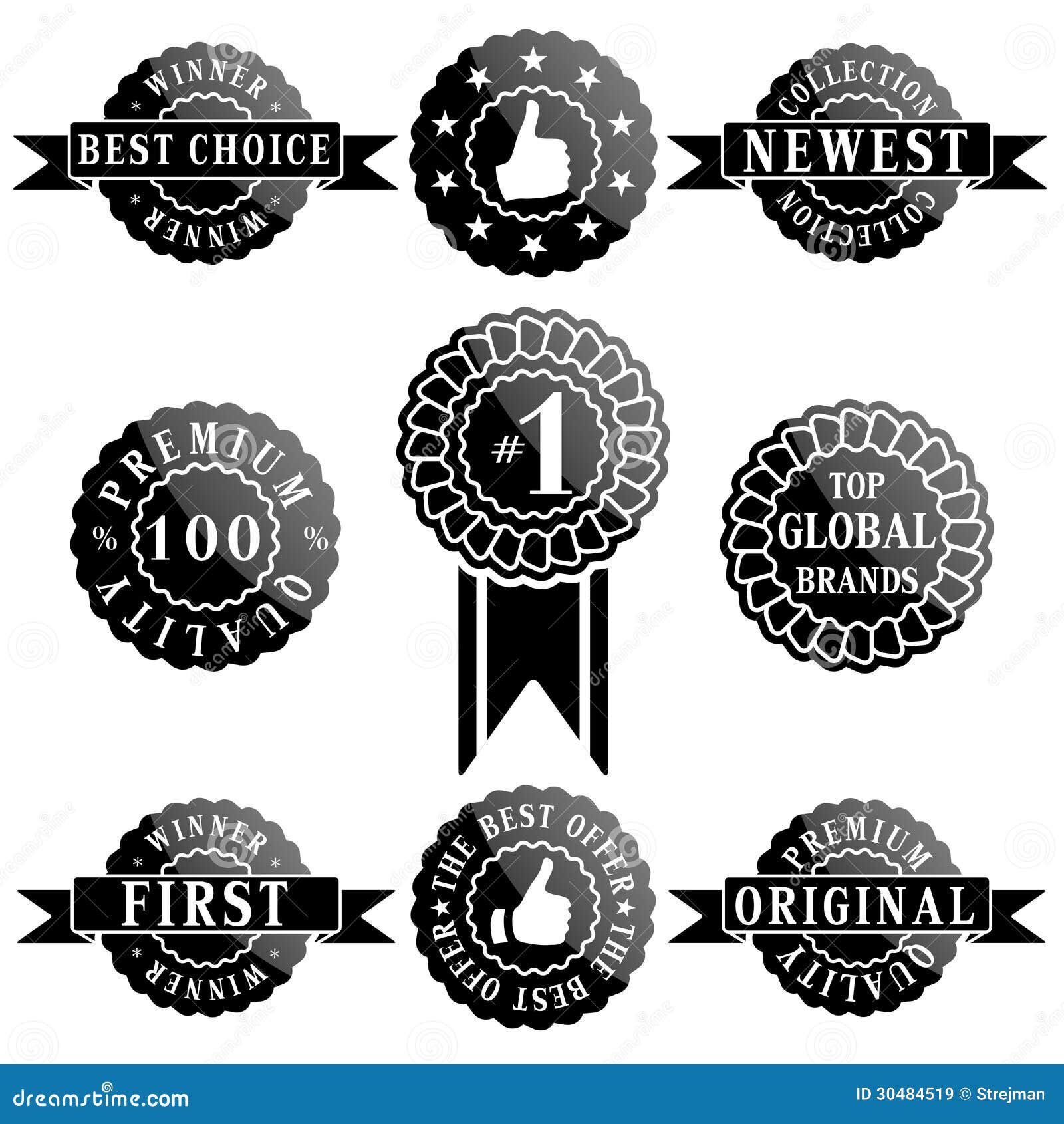Set of Premium Quality and Winner Labels Stock Vector - Illustration of ...