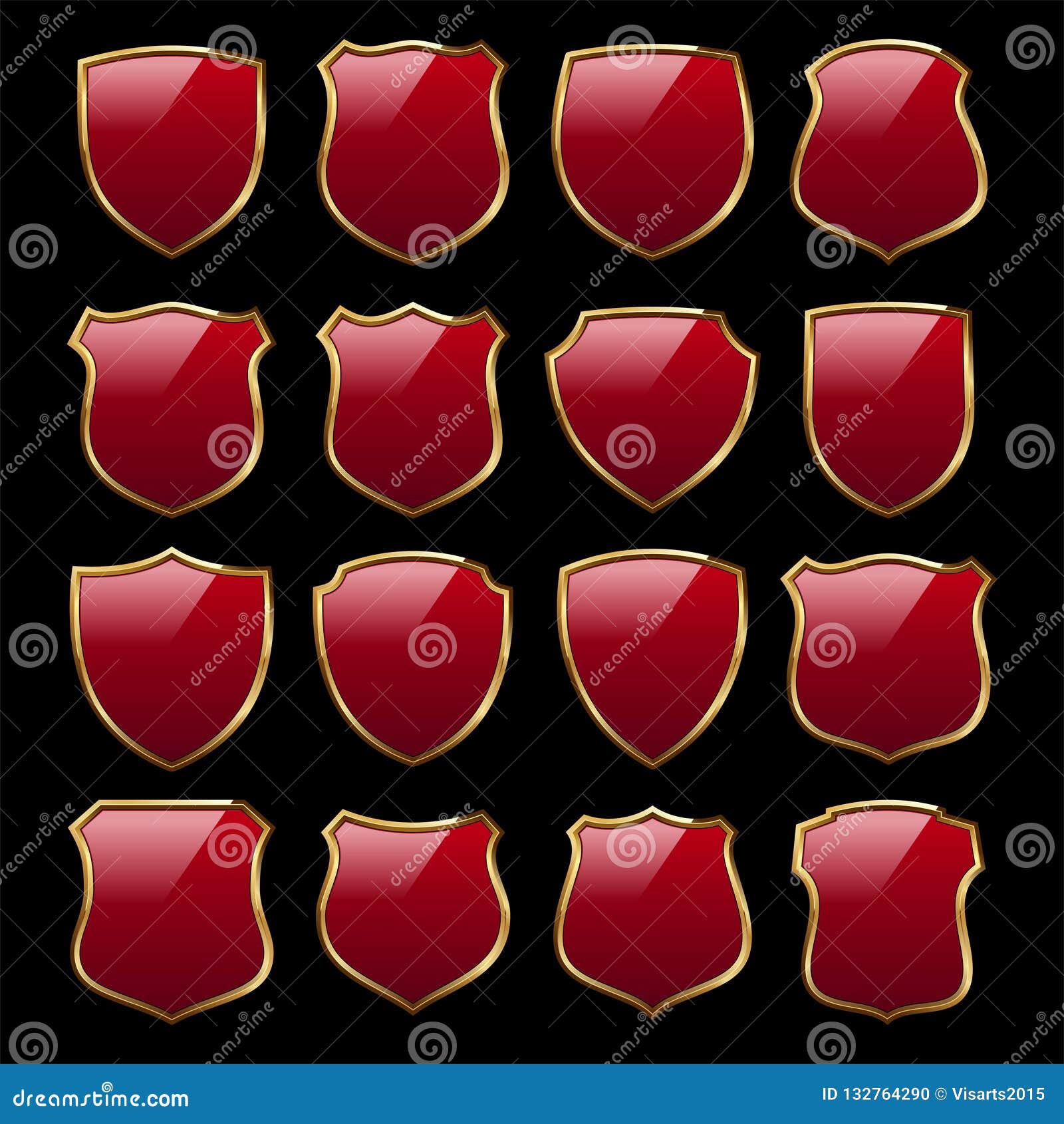 Set of Premium red shields stock vector. Illustration of decoration ...