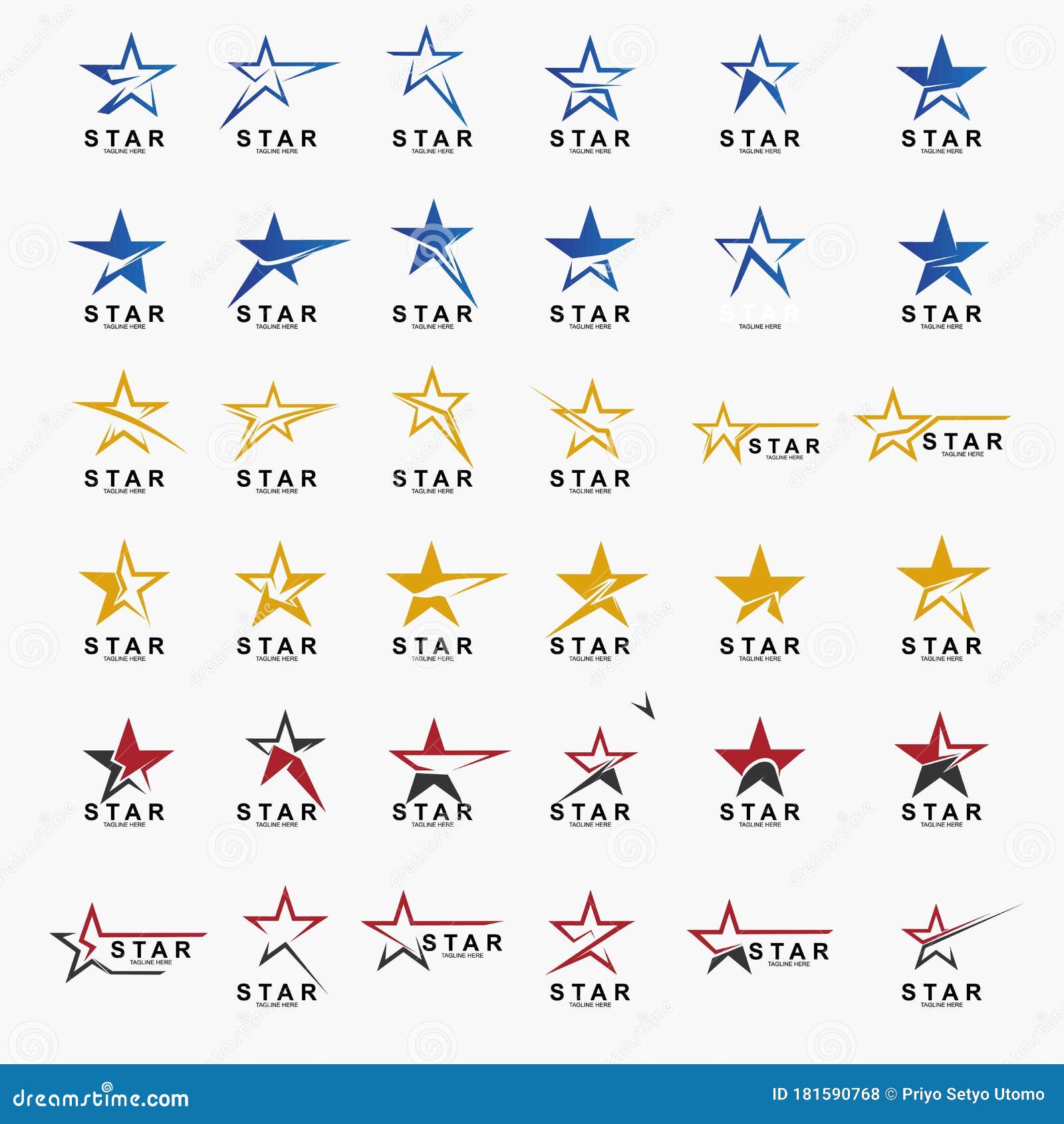 Set of Premium Star Logo Design Stock Vector - Illustration of golden ...
