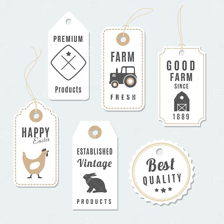 Set of Premium Vintage Farm Tags, Labels, Illustration Stock Vector ...