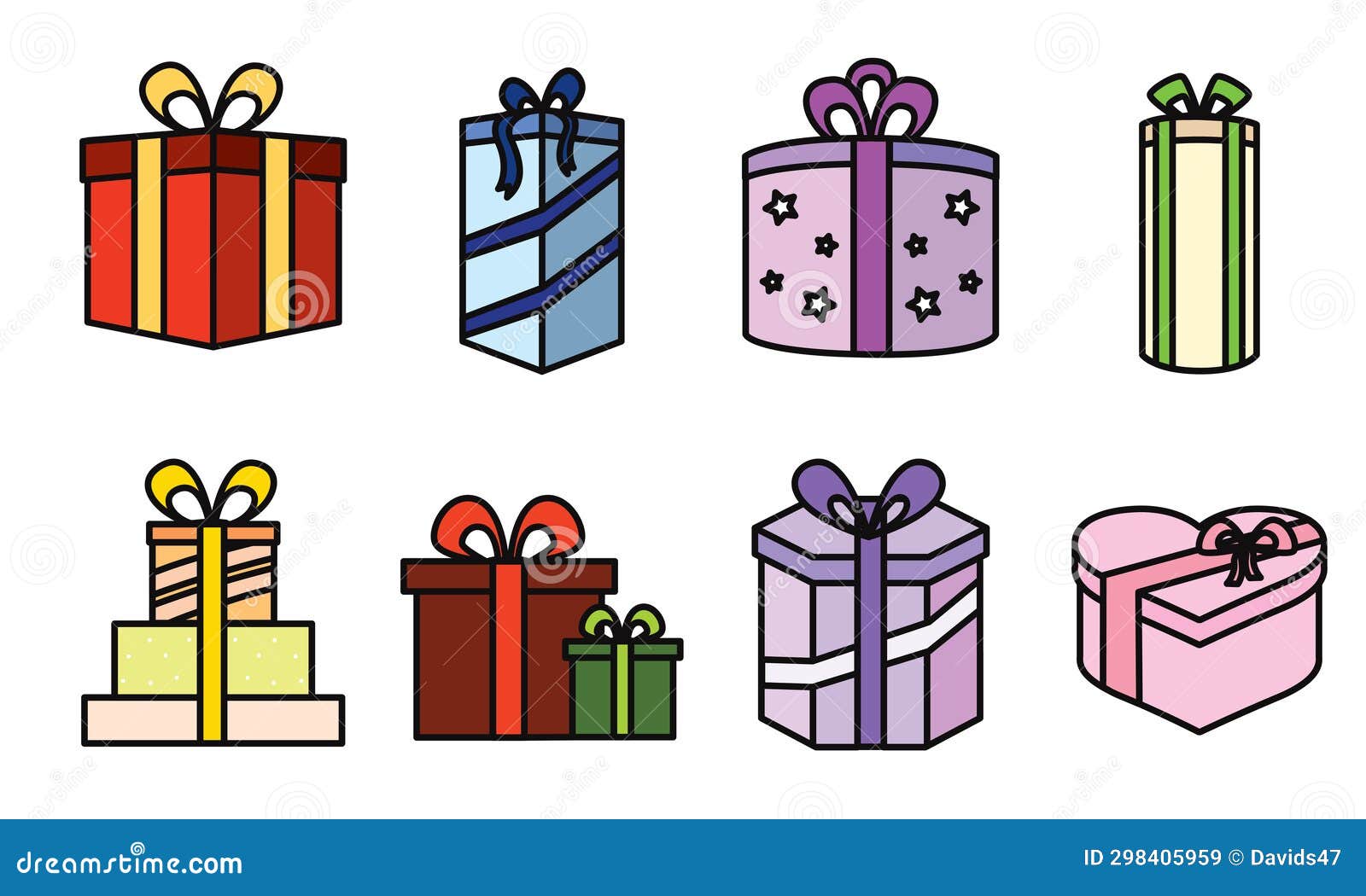 Set of Present Icons Vector Stock Vector - Illustration of collection ...
