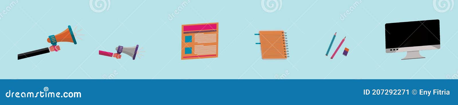 Set of Press Release Cartoon Icon Design Template with Various Models ...