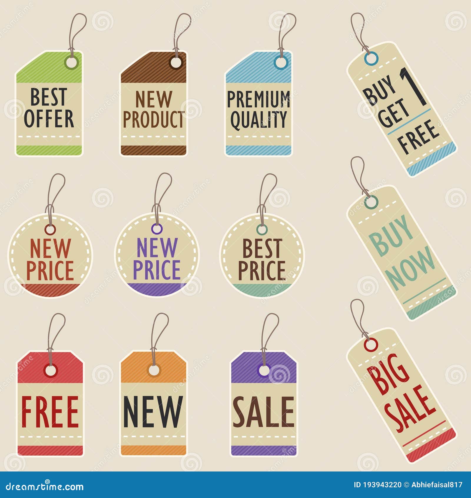 Set of Price Tags with Different Shape and Text Vector Illustration ...