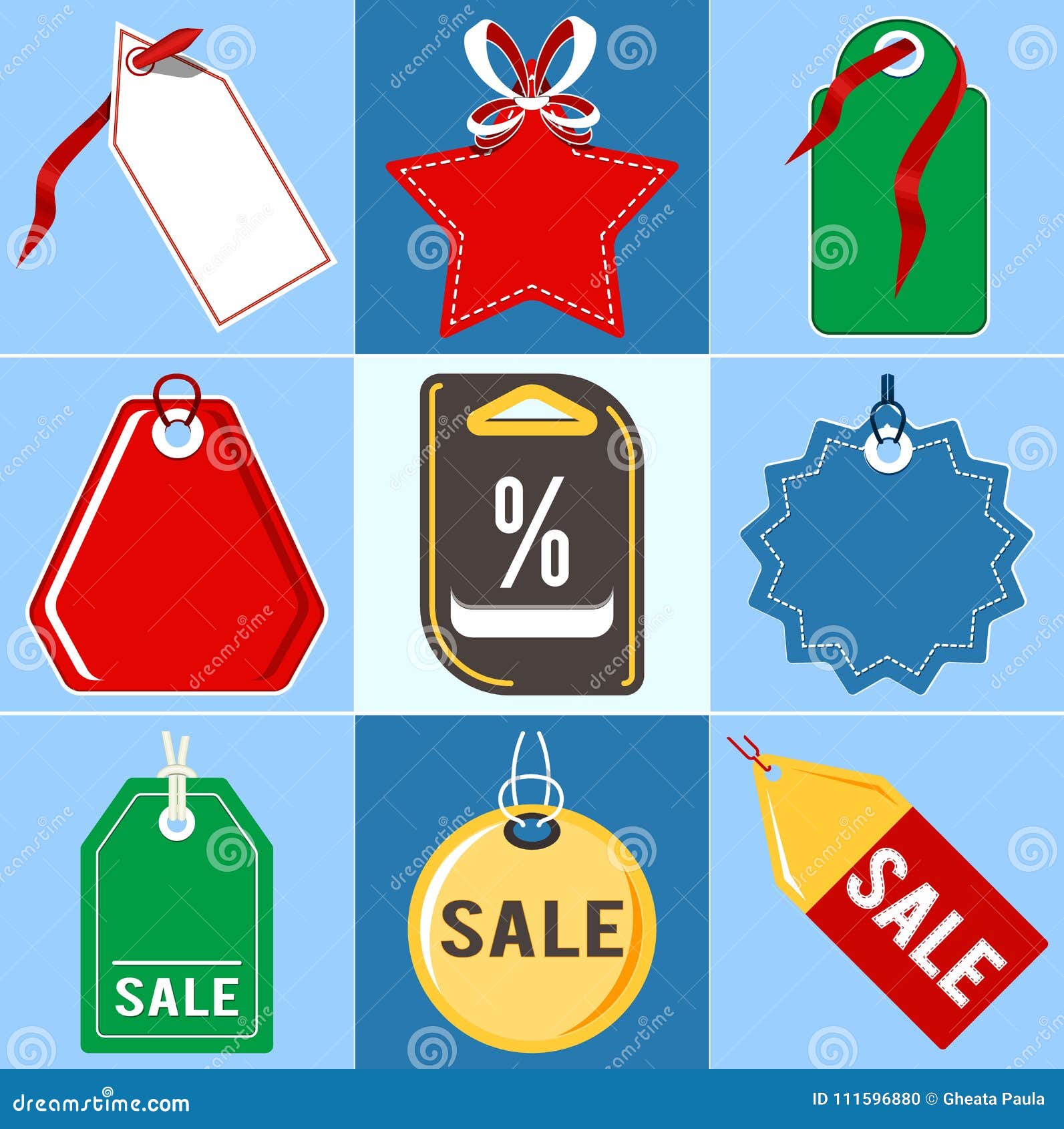 Set of Price Tags.Flat Design. Stock Vector - Illustration of discount ...