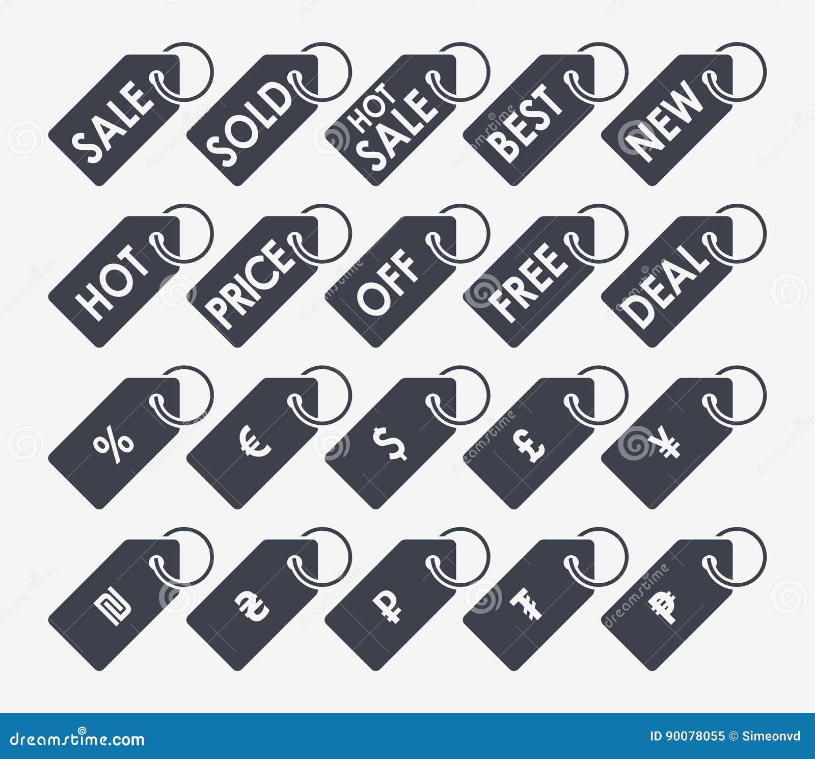 Set of Price Tags. Sale and Currency Symbol Stock Vector - Illustration ...