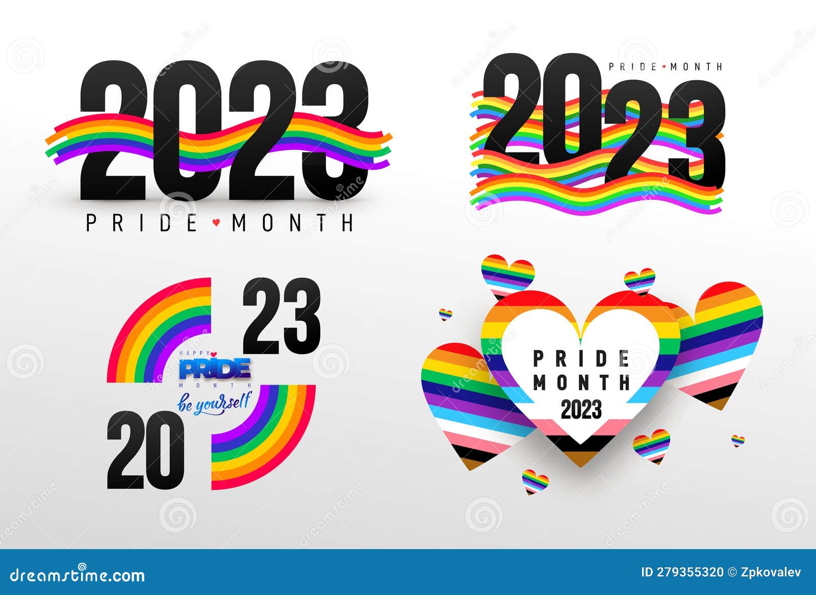 Set Of Pride With Lgbt Flag Wave 2023 Pride Month Vector Pride