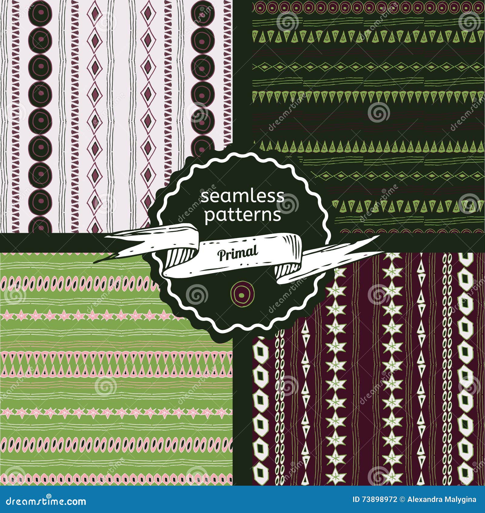 Set of Primal Seamless Patterns Stock Vector - Illustration of mobile ...