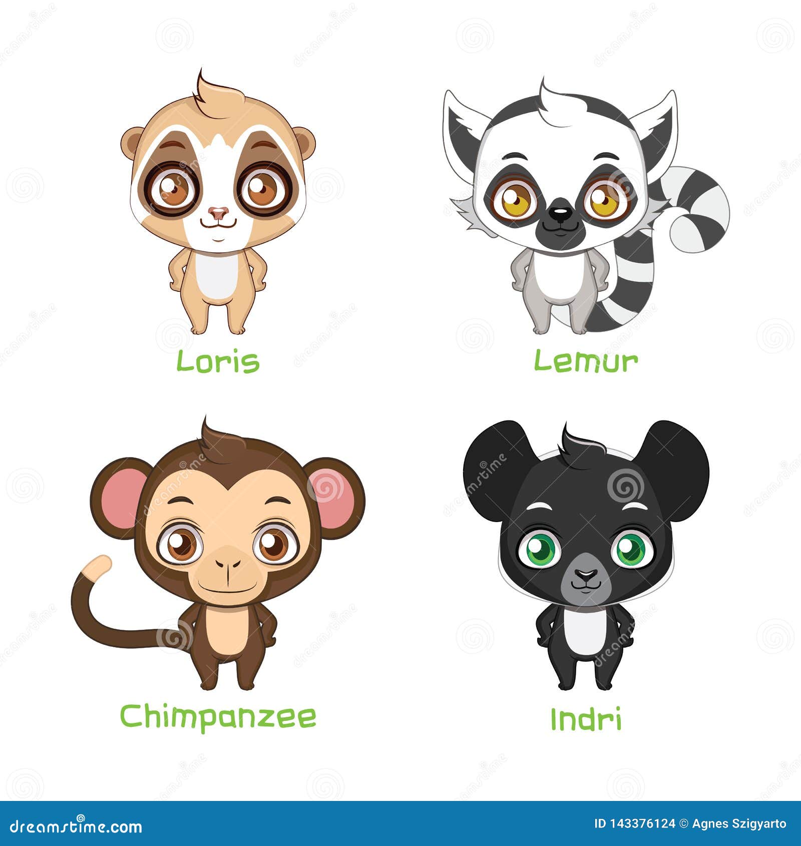 Set of Primate Illustrations Stock Vector - Illustration of ...