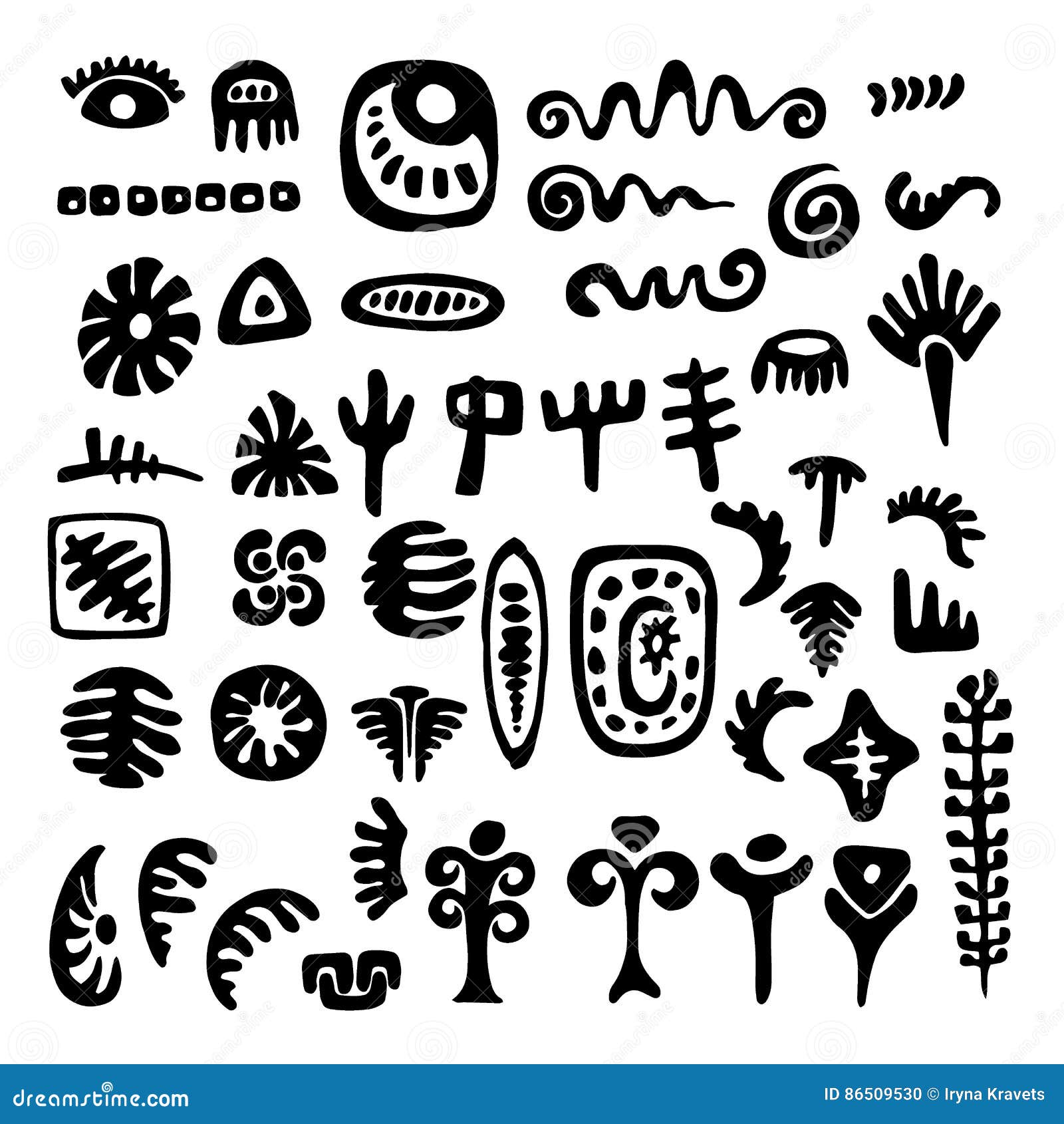 A Set of Primitive Tribal Symbols Stock Vector - Illustration of ...