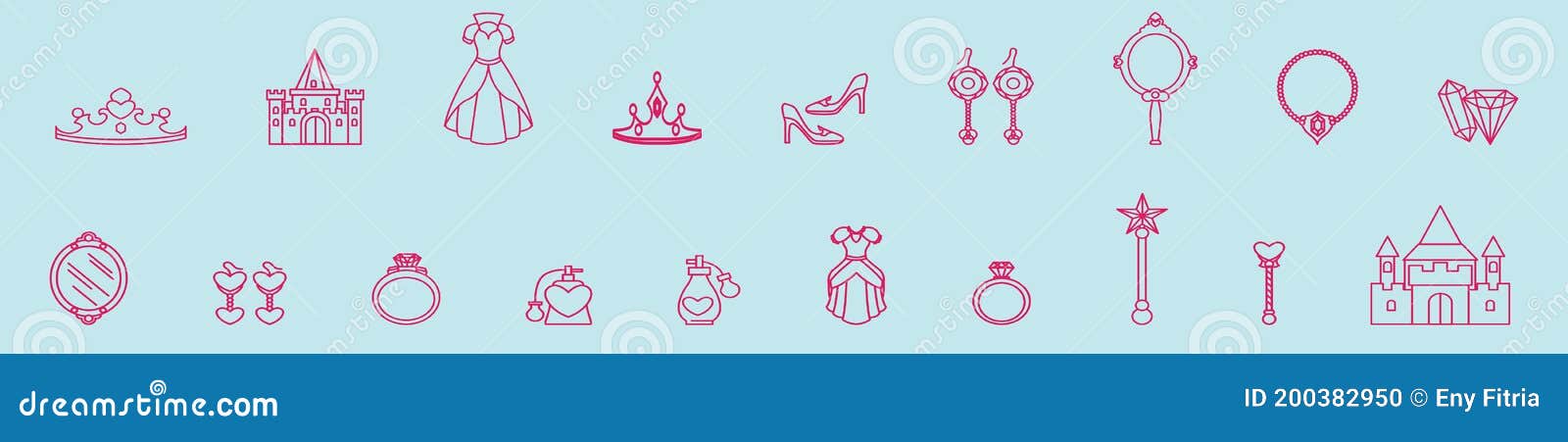 Set of Princes Cartoon Icon Design Template with Various Models. Vector ...