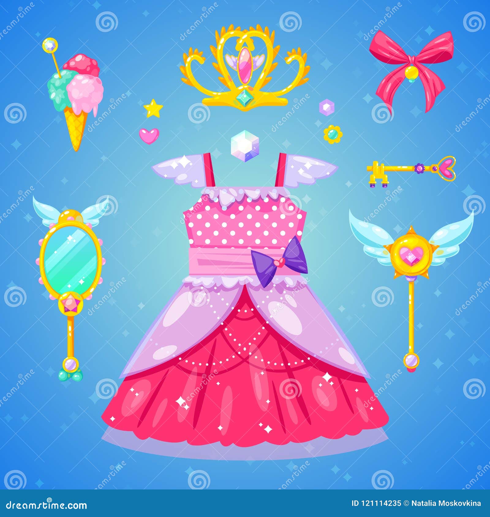 Set of Princess Accessories Stock Vector - Illustration of paper, clip ...