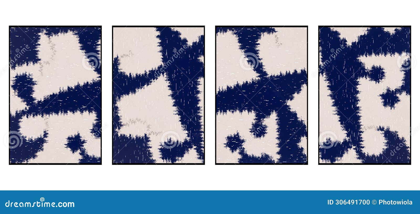 Set of 4 Printable Abstract Art. Art Brush Elements with Contemporary ...