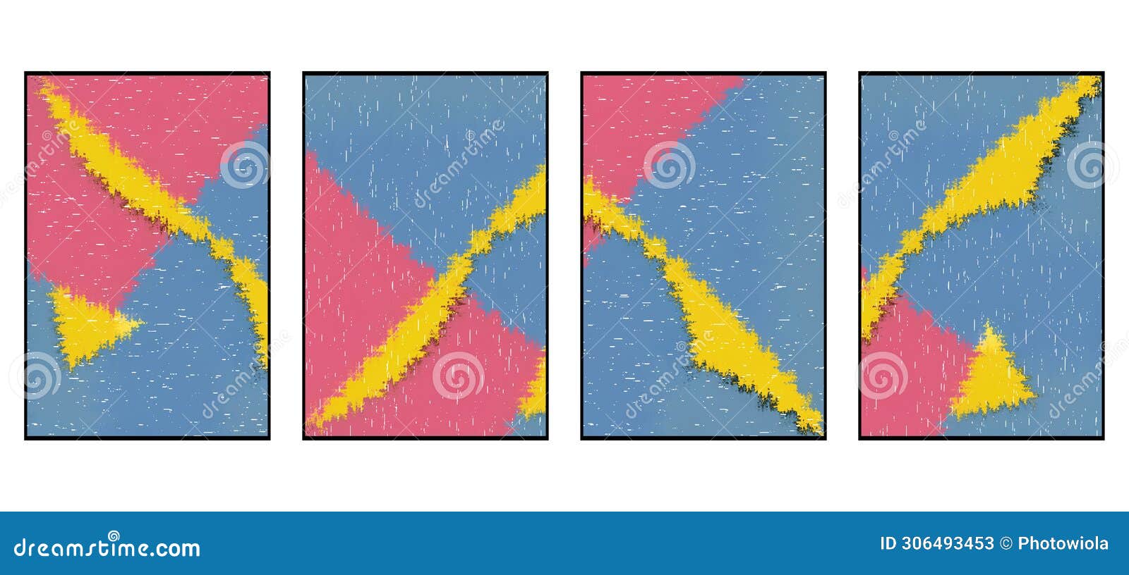 Set of 4 Printable Abstract Art. Art Brush Elements with Contemporary ...