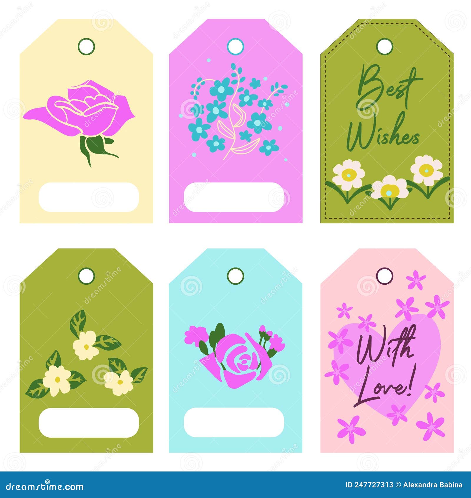 Set of Printable Cute Gift Tags with Flowers. Stock Vector ...