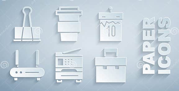 Set Printer, Calendar, Router and Wi-fi Signal, Briefcase, Coffee Cup ... Set Printer, Calendar, Router and Wi-fi Signal, Briefcase, Coffee Cup ...