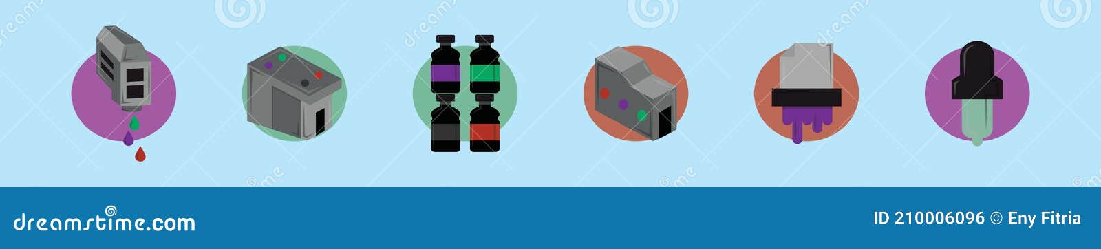 Set Of Printer Toner Cartoon Icon Design Template With Various Models ...