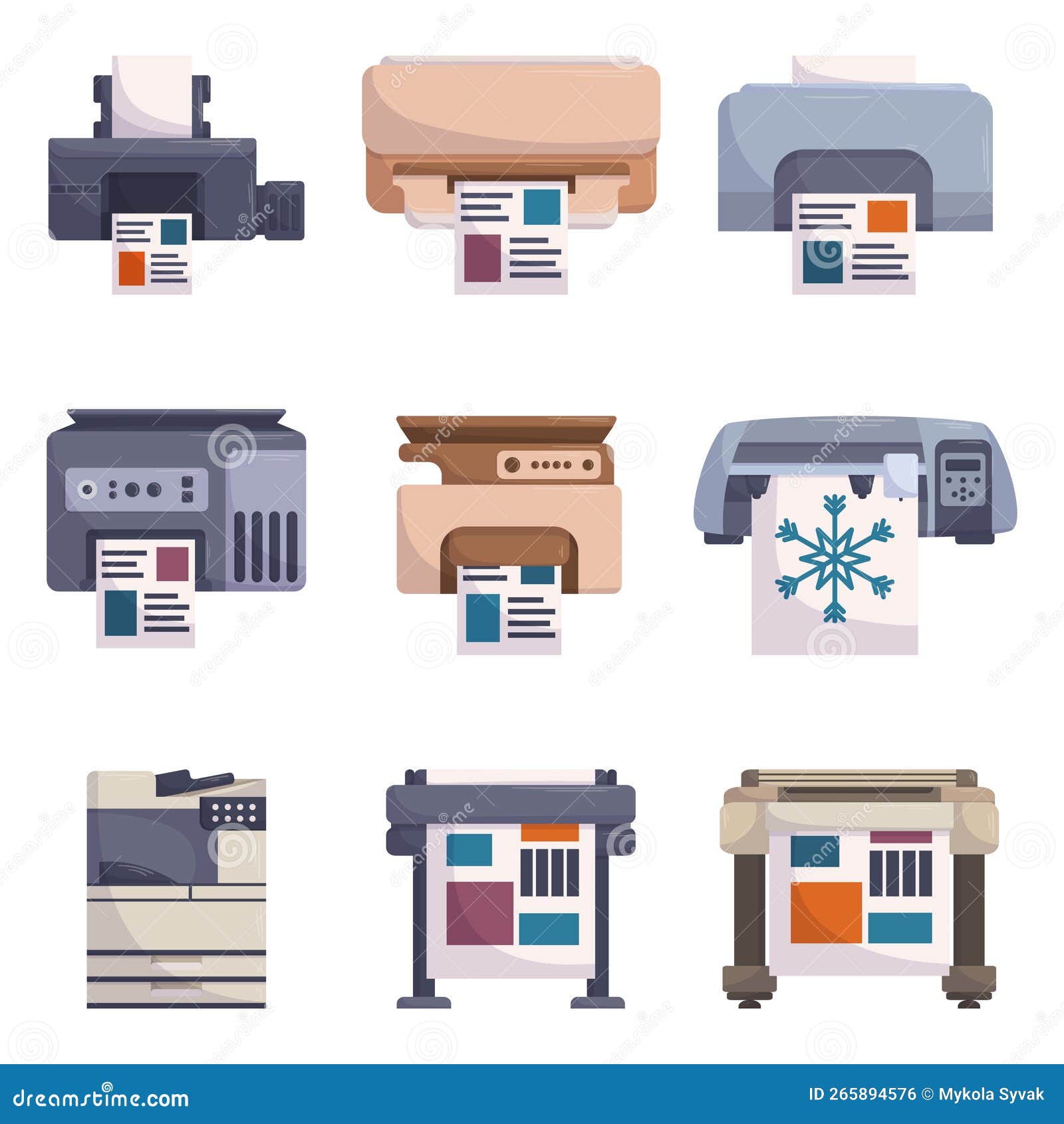 Set of Printers and Plotters, Modern Machines, Technics for Printing ...