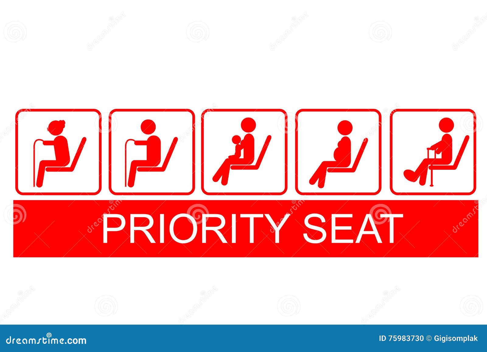 Priority Seat Sticker. Using In Public Transportation, Like Bus, Train ...