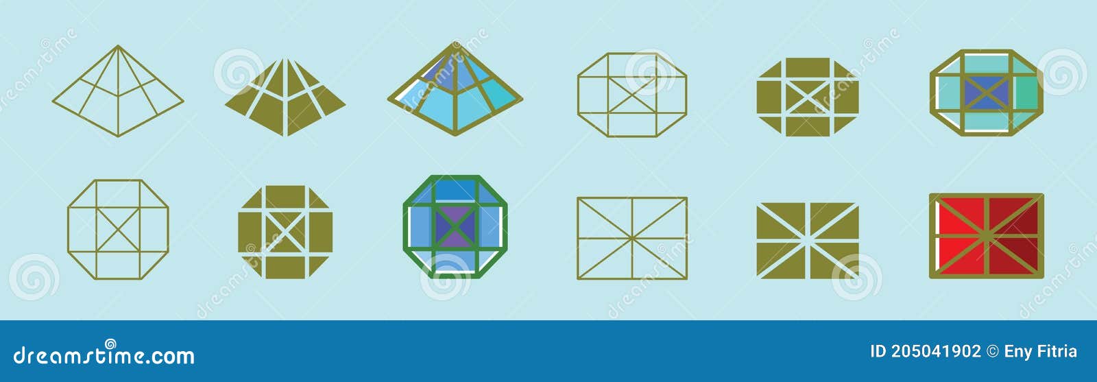 Set of Prism Cartoon Icon Design Template with Various Models. Vector ...