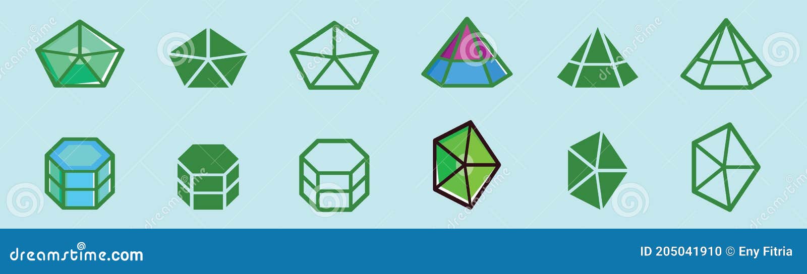 Set of Prism Cartoon Icon Design Template with Various Models. Vector ...
