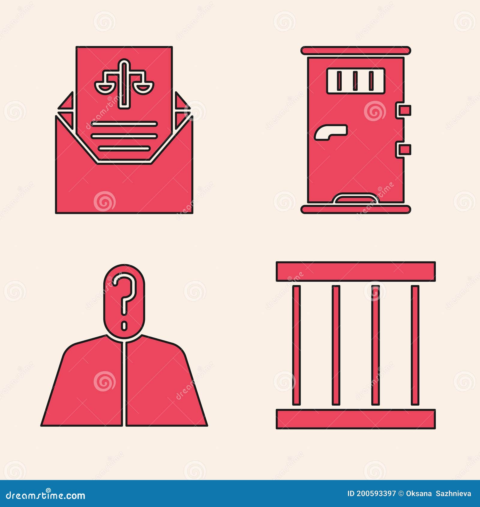 Set Prison Window, Subpoena, Prison Cell Door And Anonymous With ...