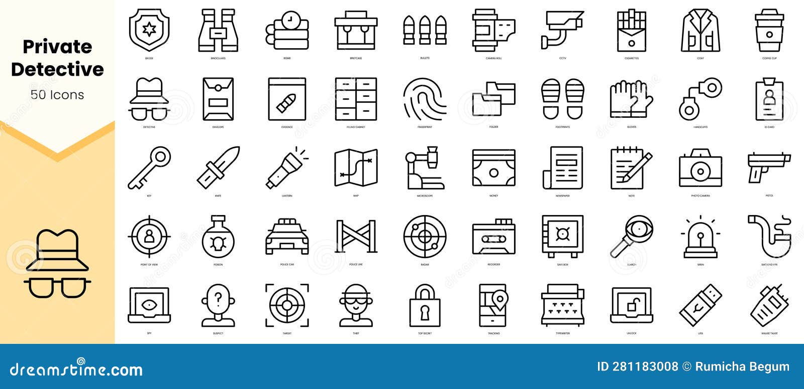 Detective Pack Cartoon Vector | CartoonDealer.com #48988125