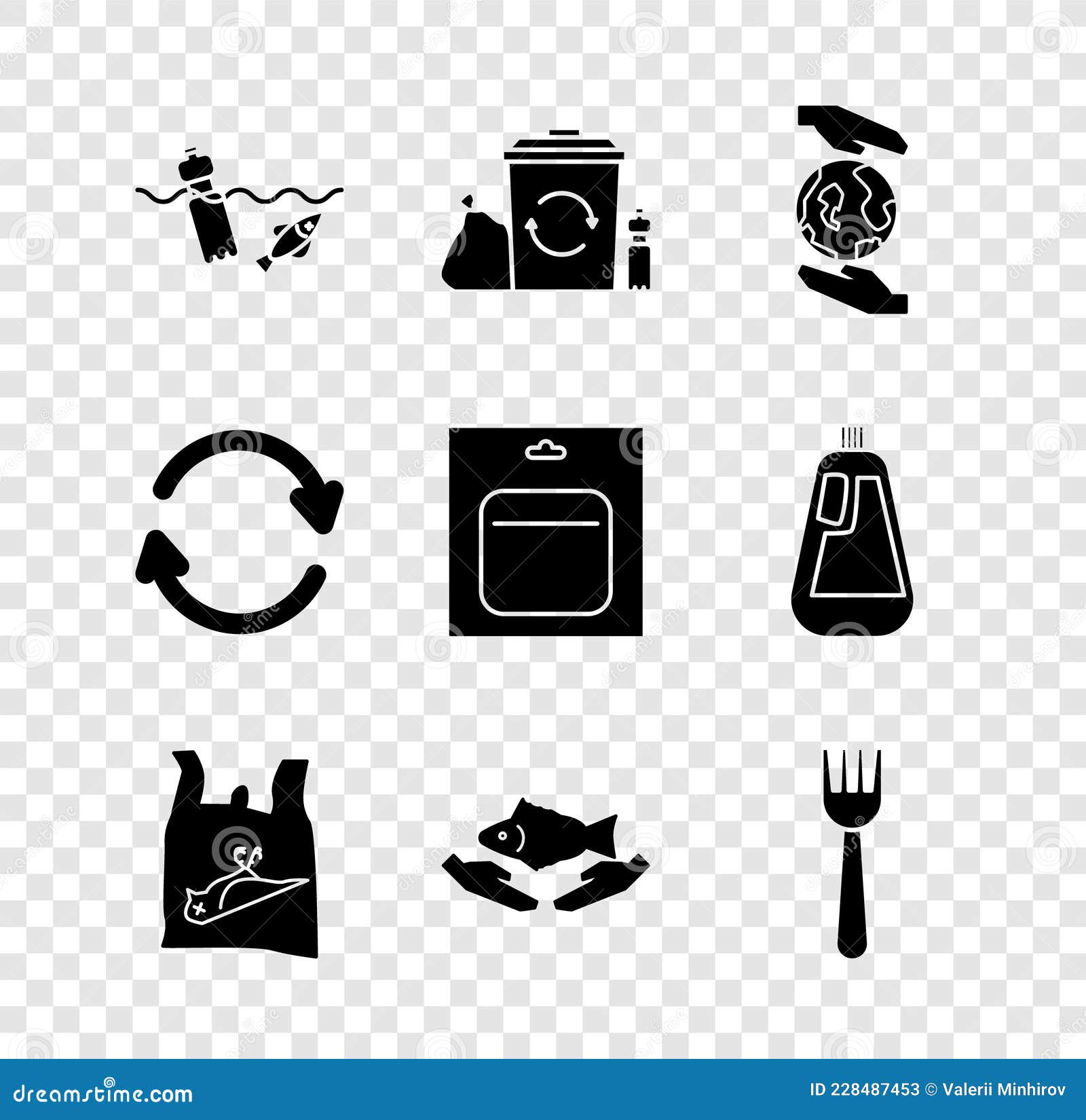 Set Problem Pollution of the Ocean, Recycle Bin with Recycle, Hands ...