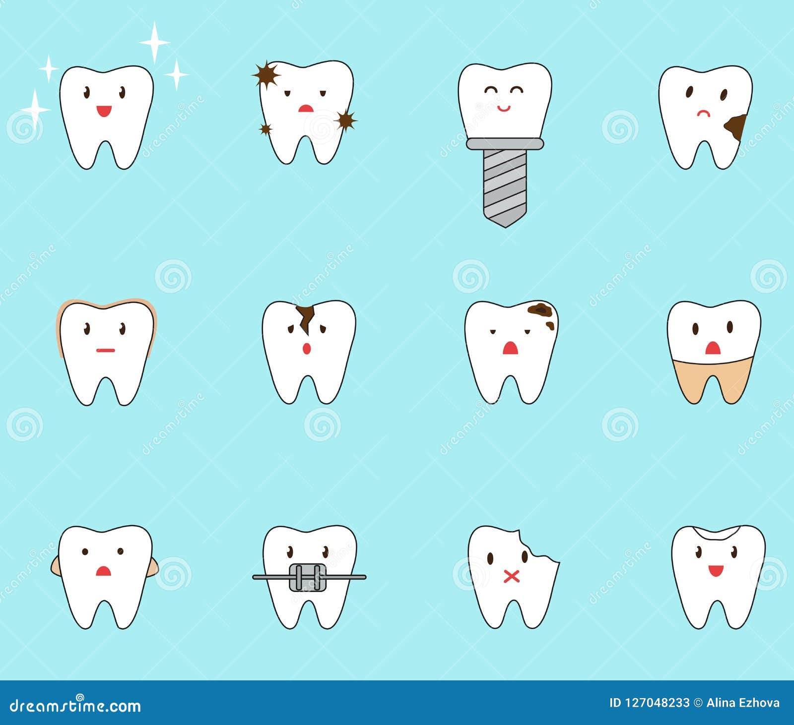 Set of Problems with Teeth. Dental Clinic Stock Vector - Illustration ...