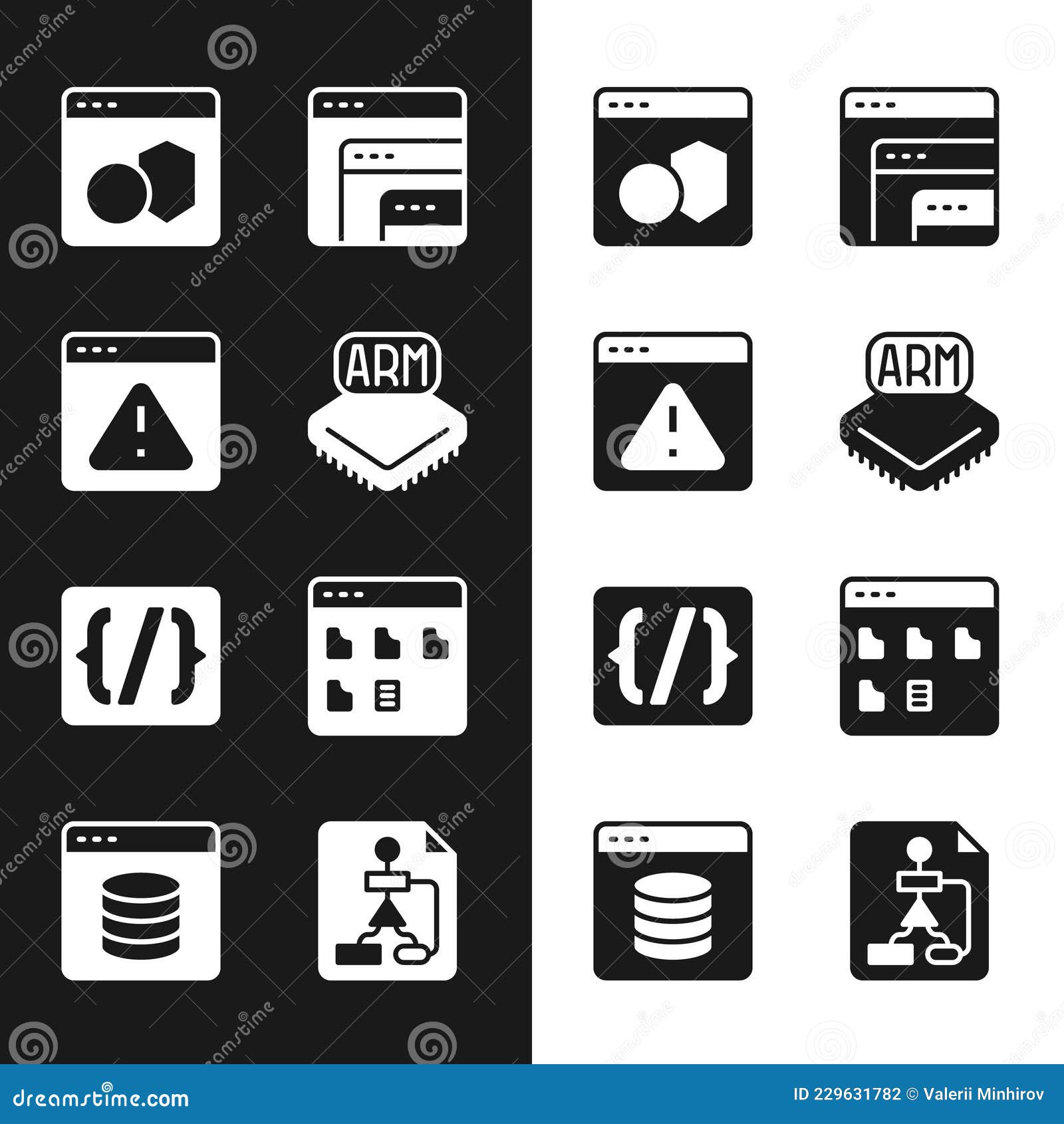 Set Processor, Browser with Exclamation Mark, Software, Programming ... Set Processor, Browser with Exclamation Mark, Software, Programming ...