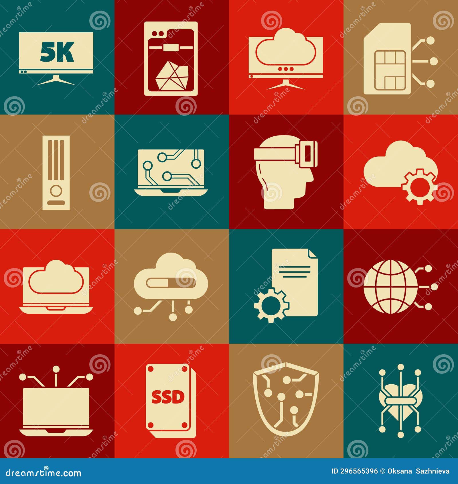 Set Processor, Cloud Data Transfer and Storage, Computer Monitor Screen ...
