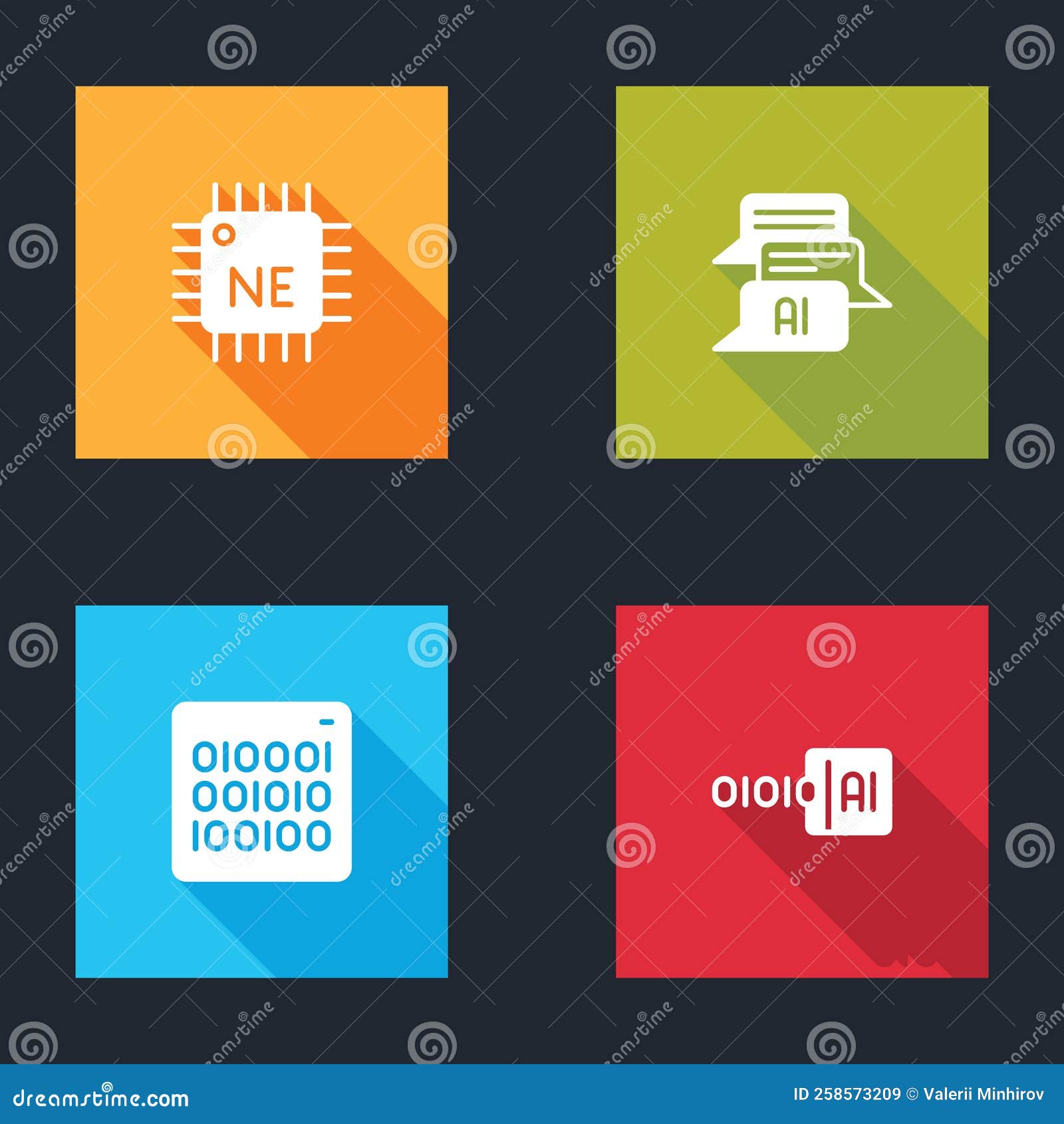 Set Processor Cpu Chat Bot Binary Code And Icon Vector Stock Vector Illustration Of Shadow