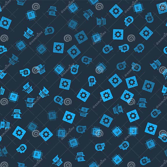 Set Processor Cpu Computer Api Interface Humanoid Robot And Chat On Seamless Pattern Vector