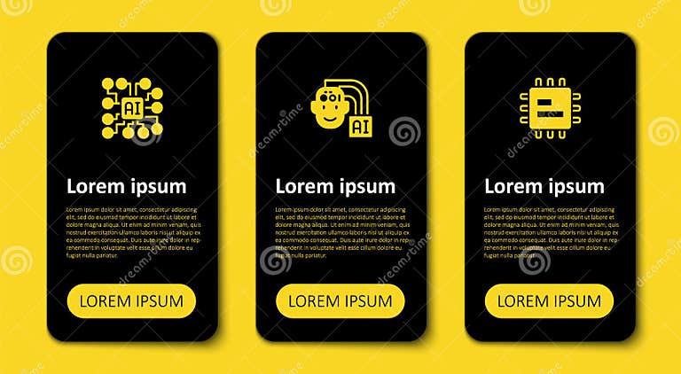 Set Processor CPU, Humanoid Robot and Neural Network. Business Infographic Template. Vector ...