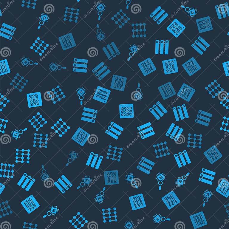 Set Processor Cpu Server Data Binary Code And Neural Network On Seamless Pattern Vector