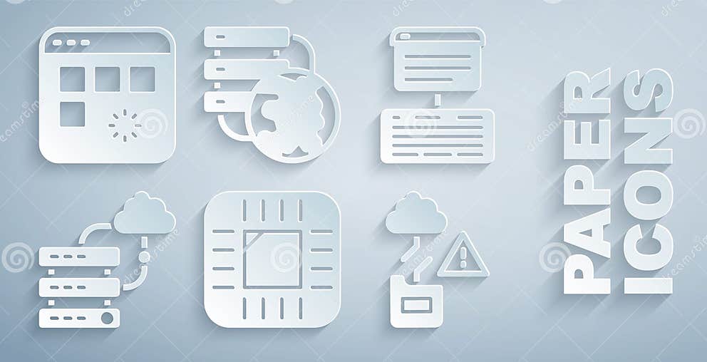 Set Processor With Cpu Server Data Web Hosting Network Cloud 1638